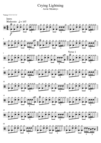 Crying Lightning - Arctic Monkeys - Drum Sheet Music - AriaMus.com ...