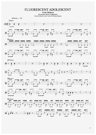 Fluorescent Adolescent - Arctic Monkeys - Drum Sheet Music - AriaMus ...