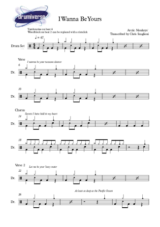 I Wanna Be Yours - Arctic Monkeys - Drum Sheet Music - AriaMus.com ...