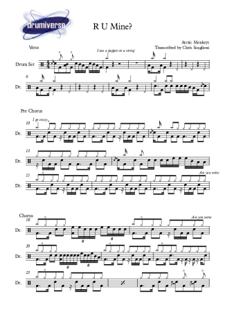 R U Mine? - Arctic Monkeys - Drum Sheet Music - AriaMus.com ...