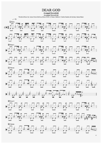 Dear God - Avenged Sevenfold - Drum Sheet Music - AriaMus.com – DrumSetSheetMusic