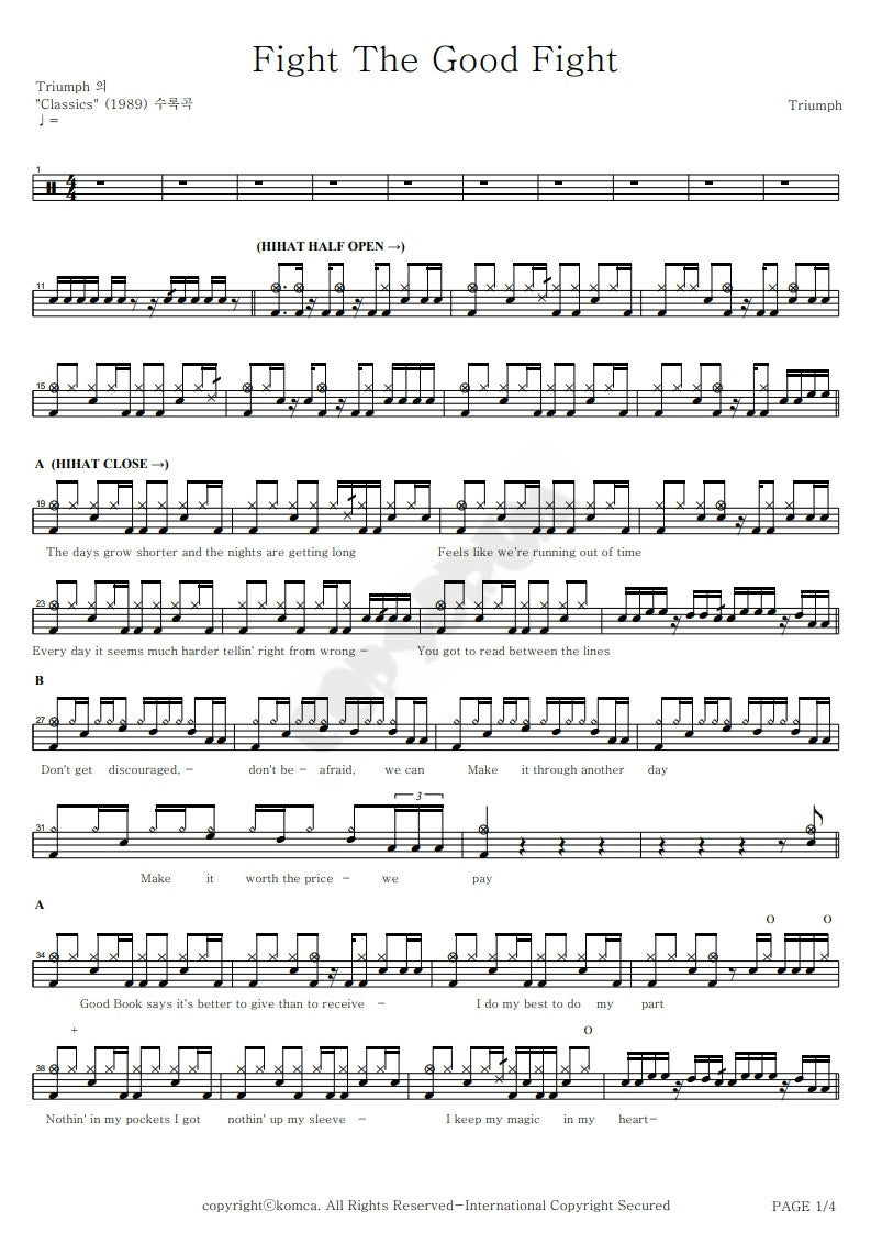 Fight the Good Fight - Triumph - Drum Sheet Music - COPYDRUM ...