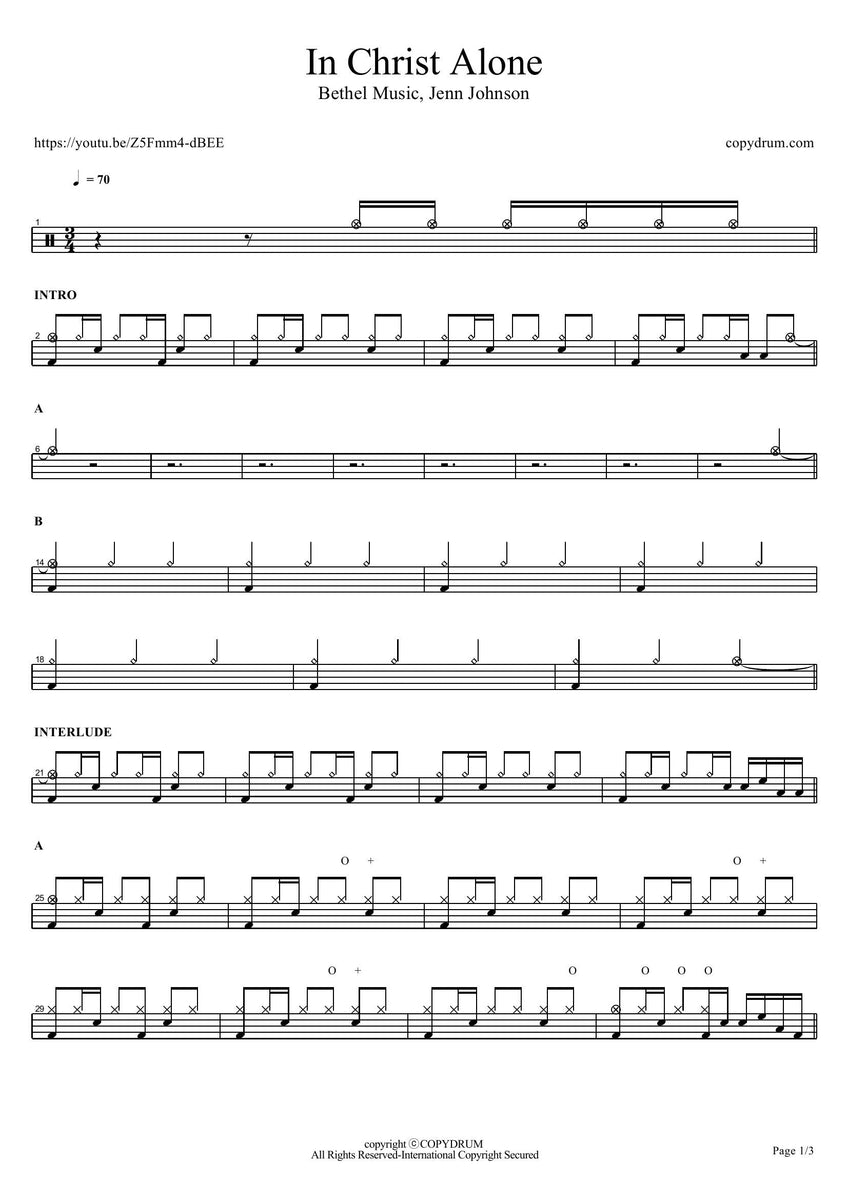 In Christ Alone (with Jen Johnson) - Bethel Music - Drum Sheet Music ...