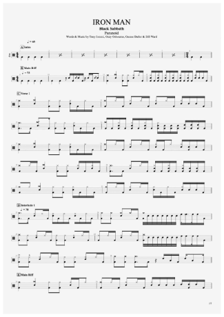 Iron Man - Black Sabbath - Drum Sheet Music - AriaMus.com ...