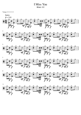 I Miss You - Blink 182 - Drum Sheet Music - AriaMus.com – DrumSetSheetMusic