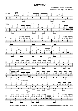 Always - Blink 182 - Drum Sheet Music - AriaMus.com – DrumSetSheetMusic