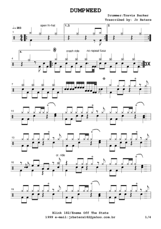Dumpweed - Blink 182 - Drum Sheet Music - AriaMus.com – DrumSetSheetMusic
