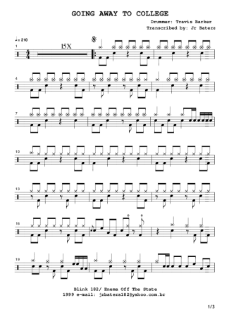Going Away to College - Blink 182 - Drum Sheet Music - AriaMus.com ...