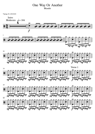 One Way or Another - Blondie - Drum Sheet Music - AriaMus.com – DrumSetSheetMusic