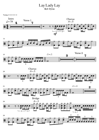 Lay Lady Lay - Bob Dylan - Drum Sheet Music - AriaMus.com ...