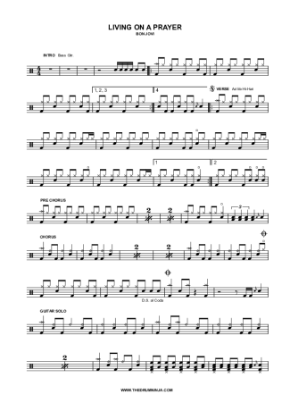 Livin' on a Prayer - Bon Jovi - Drum Sheet Music - AriaMus.com ...