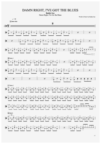 Damn Right, I've Got the Blues - Buddy Guy - Drum Sheet Music - AriaMus ...