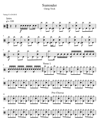 Surrender - Cheap Trick - Drum Sheet Music - AriaMus.com ...