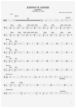 Johnny B. Goode - Chuck Berry - Drum Sheet Music - AriaMus.com ...