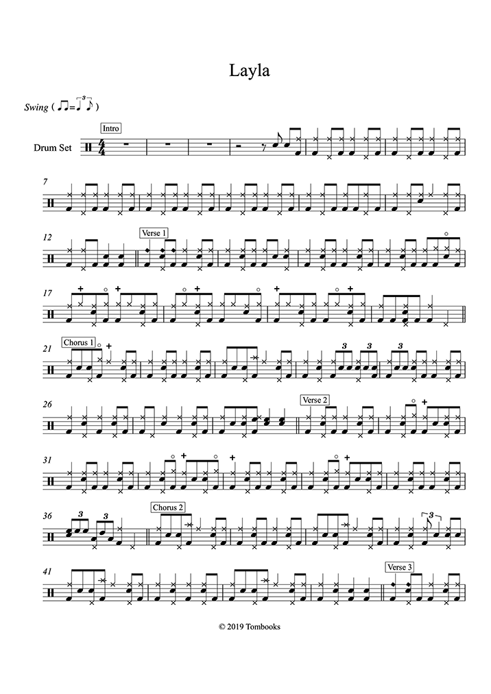 Layla - Eric Clapton - Drum Sheet Music - TomPlay.com (Upper advanced ...