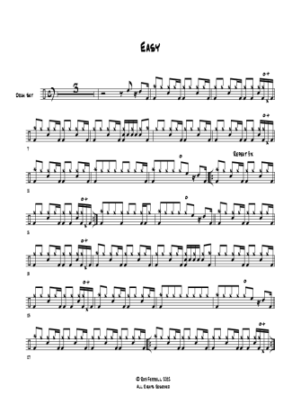 Easy - Commodores - Drum Sheet Music - AriaMus.com – DrumSetSheetMusic