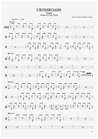 Crossroads - Cream - Drum Sheet Music - AriaMus.com – DrumSetSheetMusic