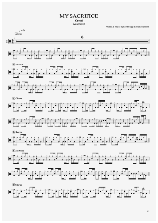 My Sacrifice - Creed - Drum Sheet Music - AriaMus.com – DrumSetSheetMusic