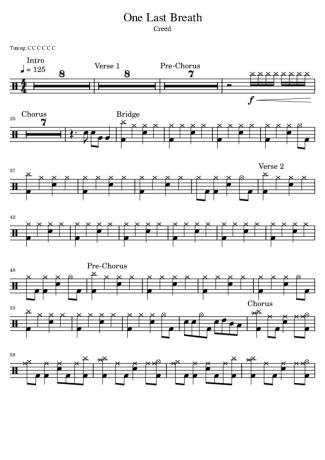 One Last Breath - Creed - Drum Sheet Music - – DrumSetSheetMusic