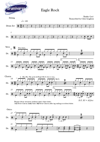 Eagle Rock - Daddy Cool - Drum Sheet Music - AriaMus.com ...