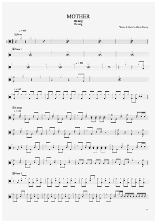 Mother - Danzig - Drum Sheet Music - AriaMus.com – DrumSetSheetMusic