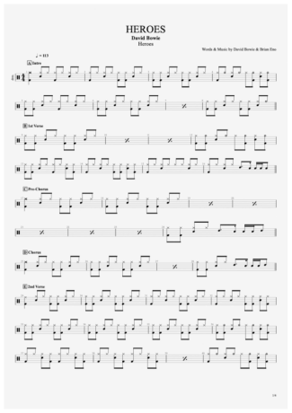Heroes - David Bowie - Drum Sheet Music - AriaMus.com – DrumSetSheetMusic