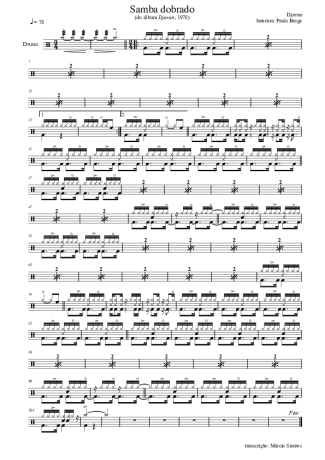 Samba Dobrado - Djavan - Drum Sheet Music - AriaMus.com – DrumSetSheetMusic