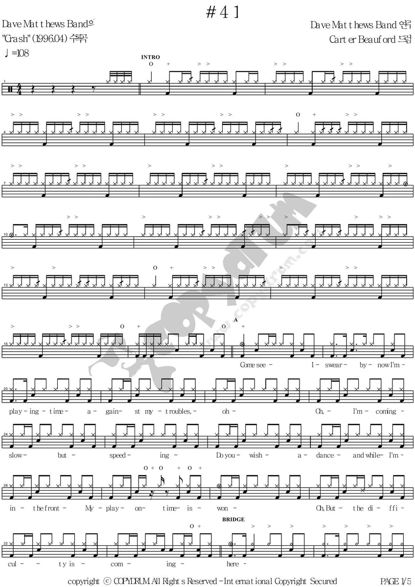 41 - Dave Matthews Band - Full Drum Transcription / Drum Sheet Music ...