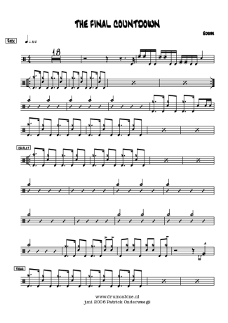 The Final Countdown - Europe - Drum Sheet Music - AriaMus.com ...