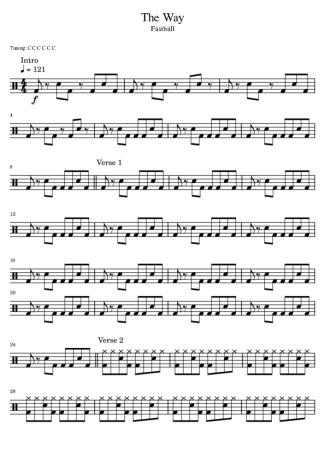 The Way - Fastball - Drum Sheet Music - AriaMus.com – DrumSetSheetMusic