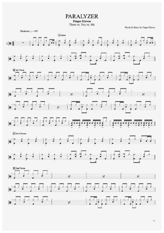 Paralyzer - Finger Eleven - Drum Sheet Music - AriaMus.com ...