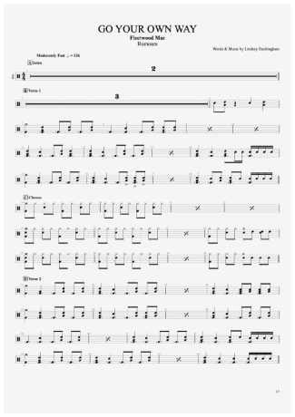 Go Your Own Way - Fleetwood Mac - Drum Sheet Music - AriaMus.com ...