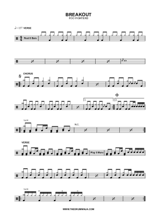 Breakout - Foo Fighters - Drum Sheet Music - AriaMus.com ...