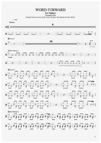 Word Forward - Foo Fighters - Drum Sheet Music - AriaMus.com ...