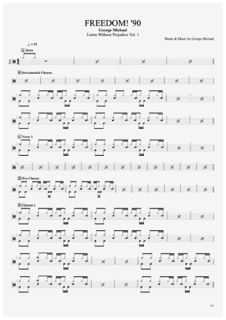 Freedom! '90 - George Michael - Drum Sheet Music - AriaMus.com ...