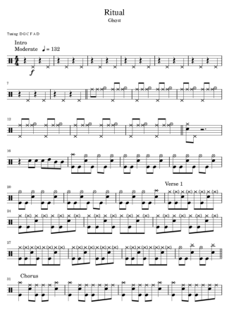 Ritual - Ghost - Drum Sheet Music - AriaMus.com – DrumSetSheetMusic