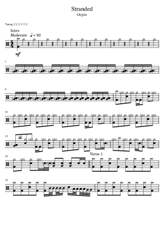 Stranded - Gojira - Drum Sheet Music - AriaMus.com – DrumSetSheetMusic