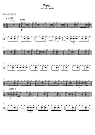 Ripple - Grateful Dead - Drum Sheet Music - AriaMus.com – DrumSetSheetMusic