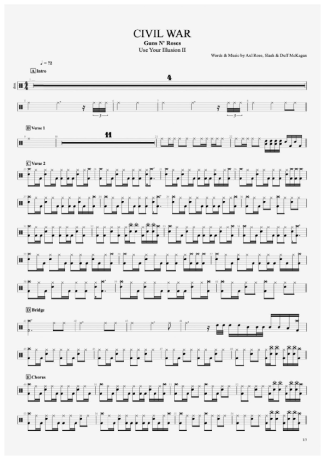 Civil War - Guns N' Roses - Drum Sheet Music - AriaMus.com ...