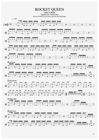 Rocket Queen - Guns N' Roses - Drum Sheet Music - AriaMus.com ...