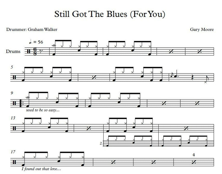 Still Got the Blues - Gary Moore - Drum Sheet Music - Franki Bio ...
