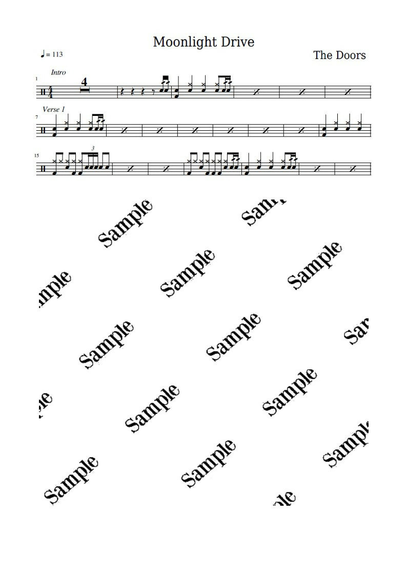 Moonlight Drive - The Doors - Drum Sheet Music - KiwiDrums ...