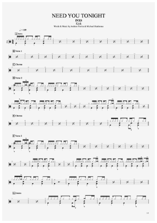 Need You Tonight - INXS - Drum Sheet Music - AriaMus.com ...