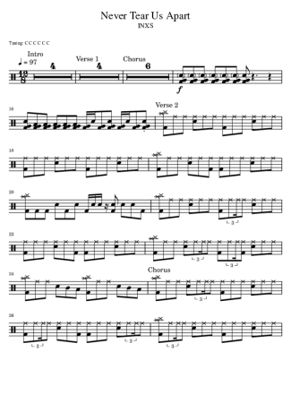 Never Tear Us Apart - INXS - Drum Sheet Music - AriaMus.com ...