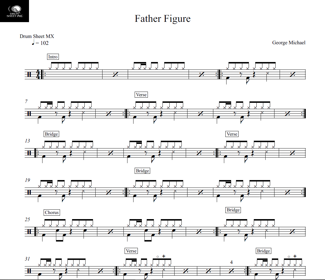 Father Figure - George Michael - Drum Sheet Music - Drum Sheet MX ...