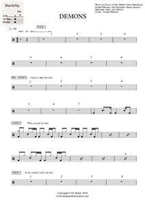 Demons - Imagine Dragons - Drum Sheet Music - AriaMus.com – DrumSetSheetMusic