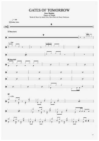Gates of Tomorrow - Iron Maiden - Drum Sheet Music - AriaMus.com ...