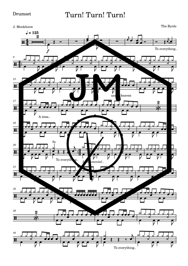 Turn! Turn! Turn! - The Byrds - Drum Sheet Music - JM Sheet Music ...