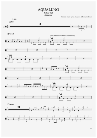 Aqualung - Jethro Tull - Drum Sheet Music - AriaMus.com – DrumSetSheetMusic