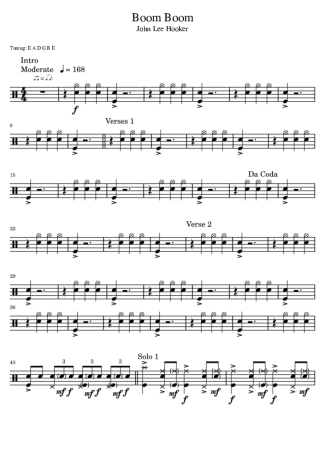 Boom Boom - John Lee Hooker - Drum Sheet Music - AriaMus.com ...